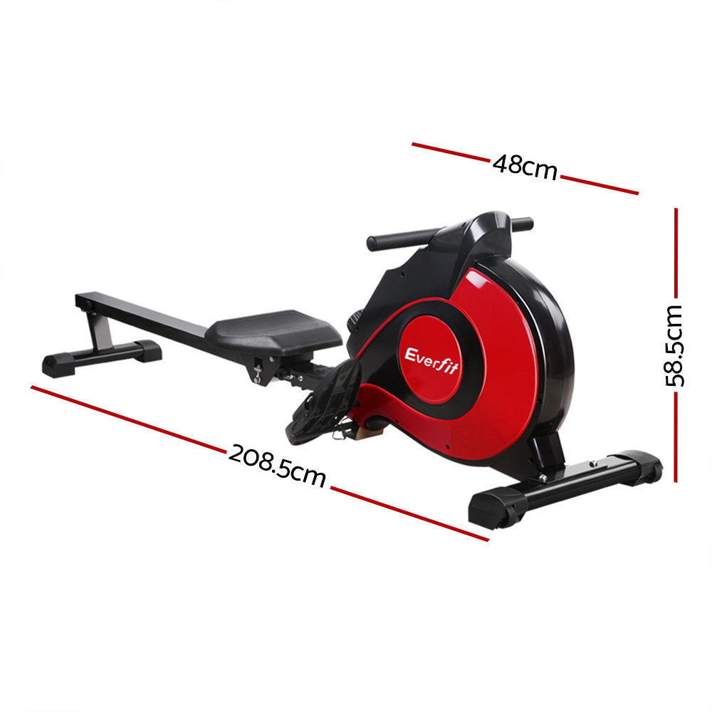 Rowing Machine Rower Magnetic Resistance Exercise Gym Home Cardio Red ...